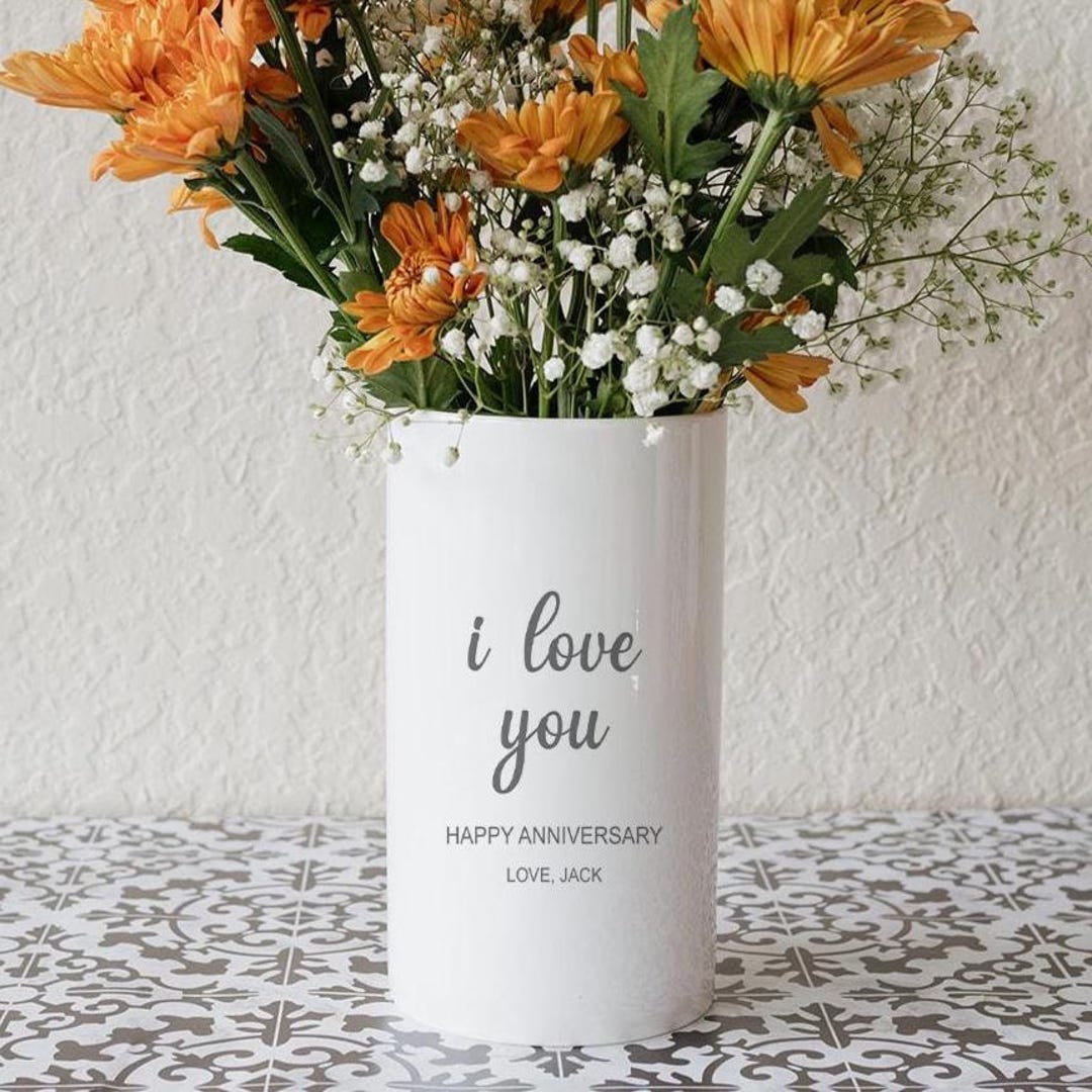 Personalized Ceramic Flower Vase, Custom Vase for Mom, Stepmom or ...