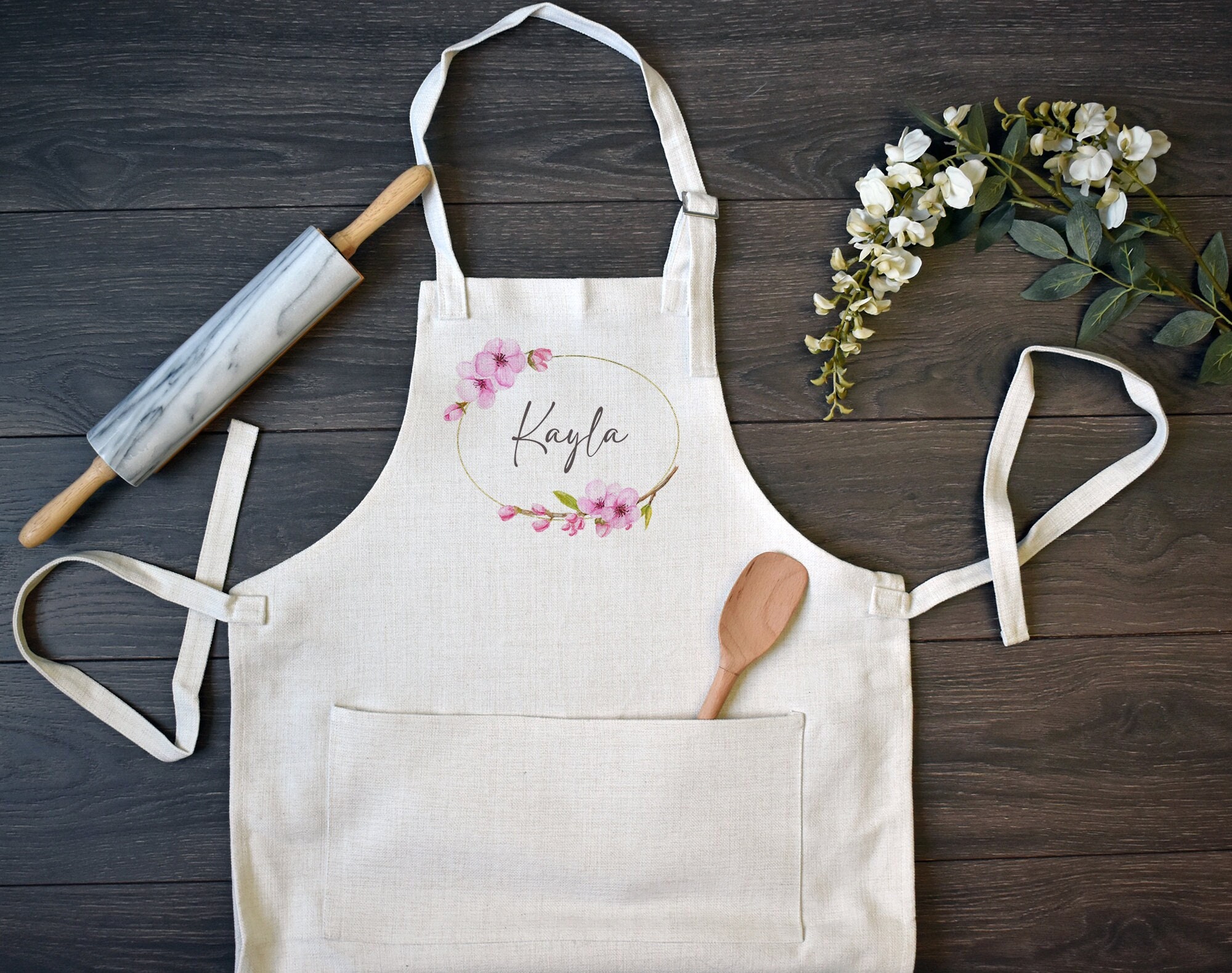 Personalized Linen Kitchen Apron Custom Cooking Apron With | Etsy