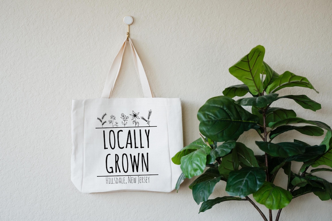 Locally Grown Tote, Custom City Farmers Market Bag, Personalized Gift ...