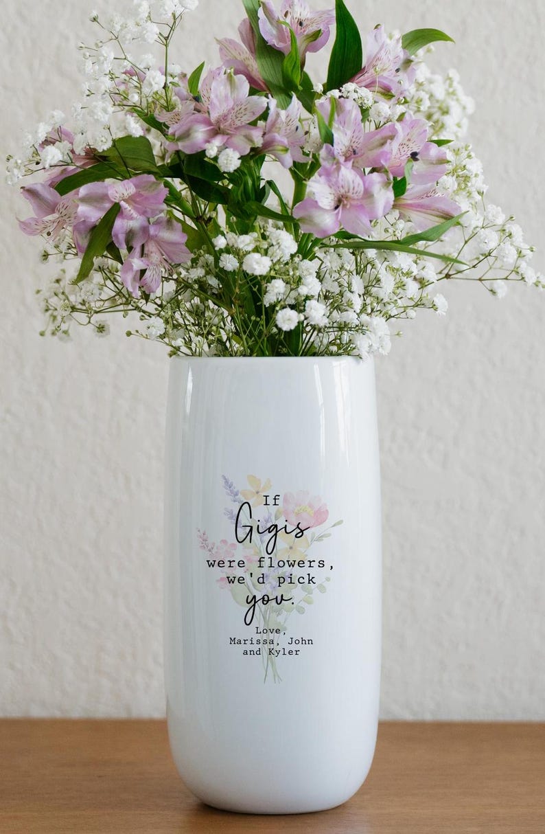 Personalized Ceramic Flower Vase, Custom Gift for Grandmother, Mother's ...
