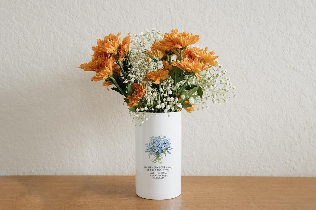 Personalized Ceramic Flower Vase, Custom Grieving Gift, in Memory Of ...