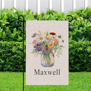 Personalized Garden Flag, Custom Yard Decor, Floral Welcome Sign ...