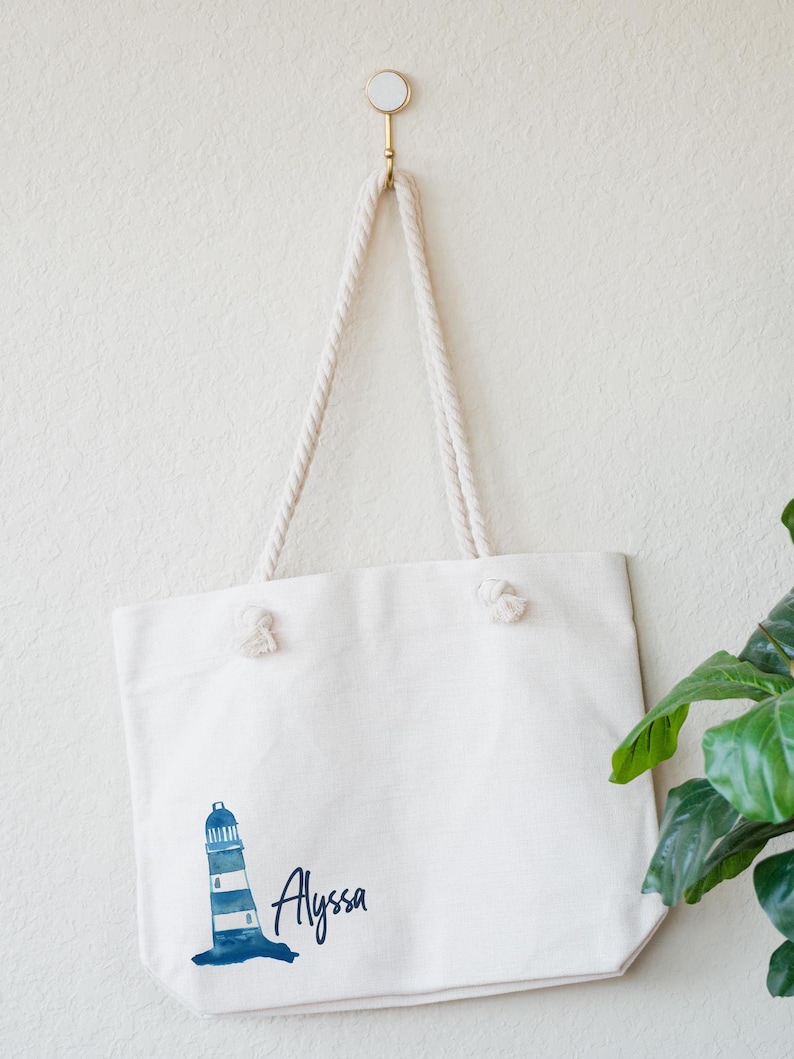 Personalized Large Tote Bag With Rope Handle, Beach Trip, Oversized ...