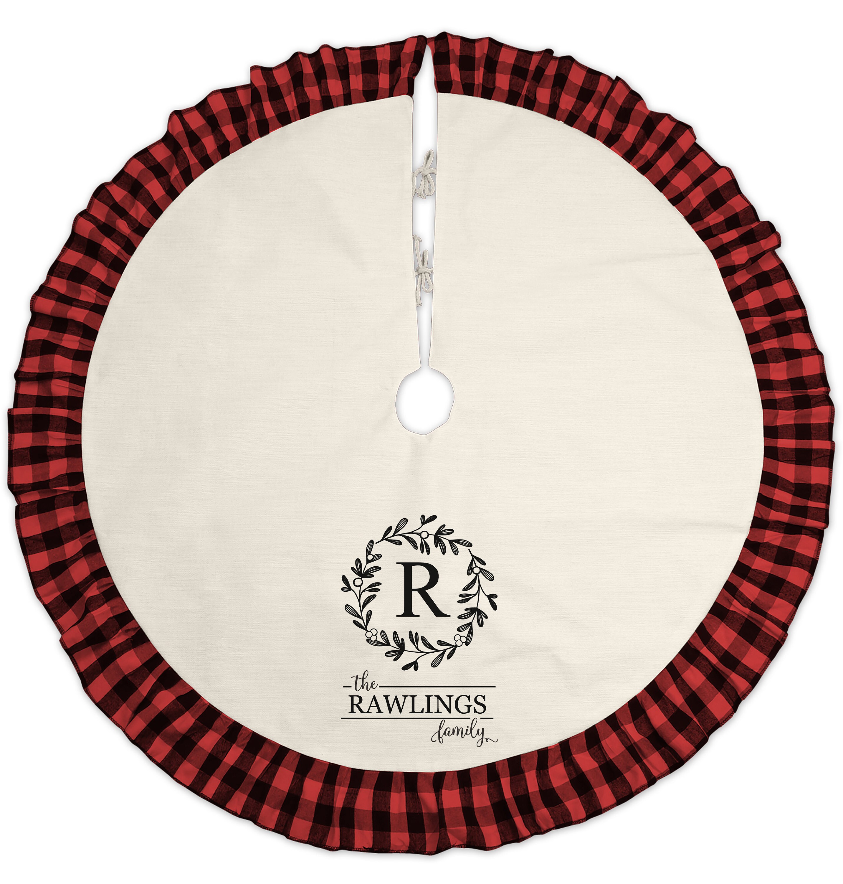 Personalized Christmas Tree Skirt Custom Linen and Plaid Tree - Etsy