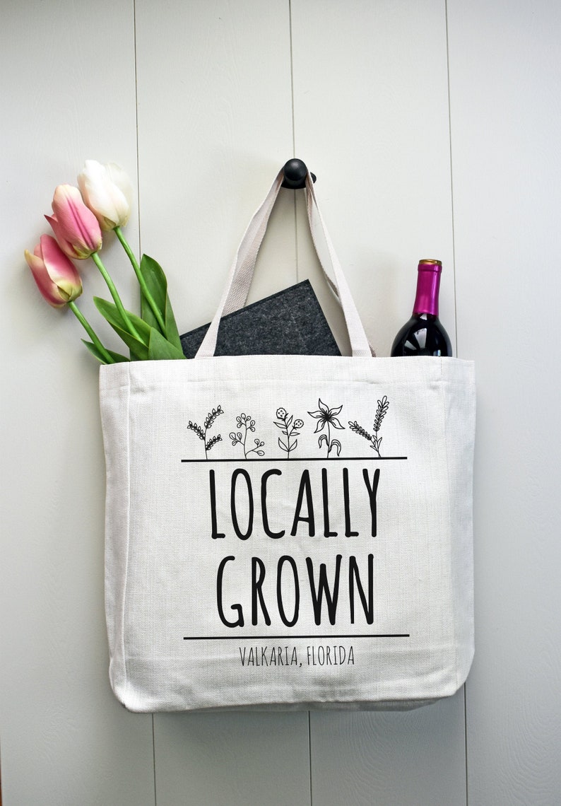 Locally Grown Tote Custom City Farmers Market Bag - Etsy
