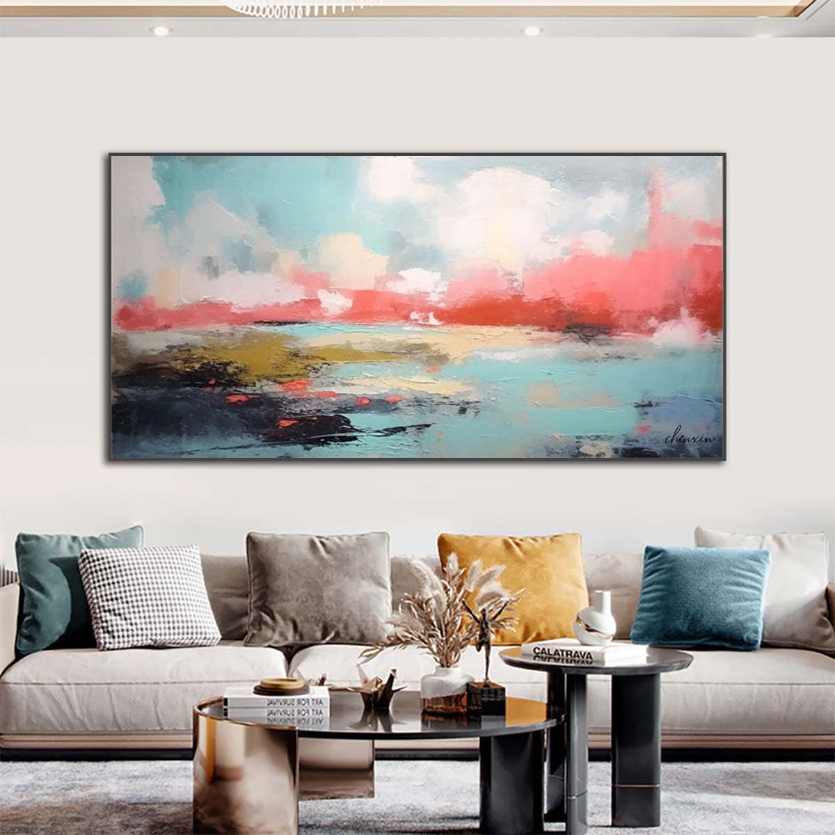 Large-scale Abstract Canvas Art for Modern Interiors Hand Painted ...