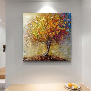 Modern Abstract 3D Trees Thick Texture Hand Painted Oil Painting Custom ...