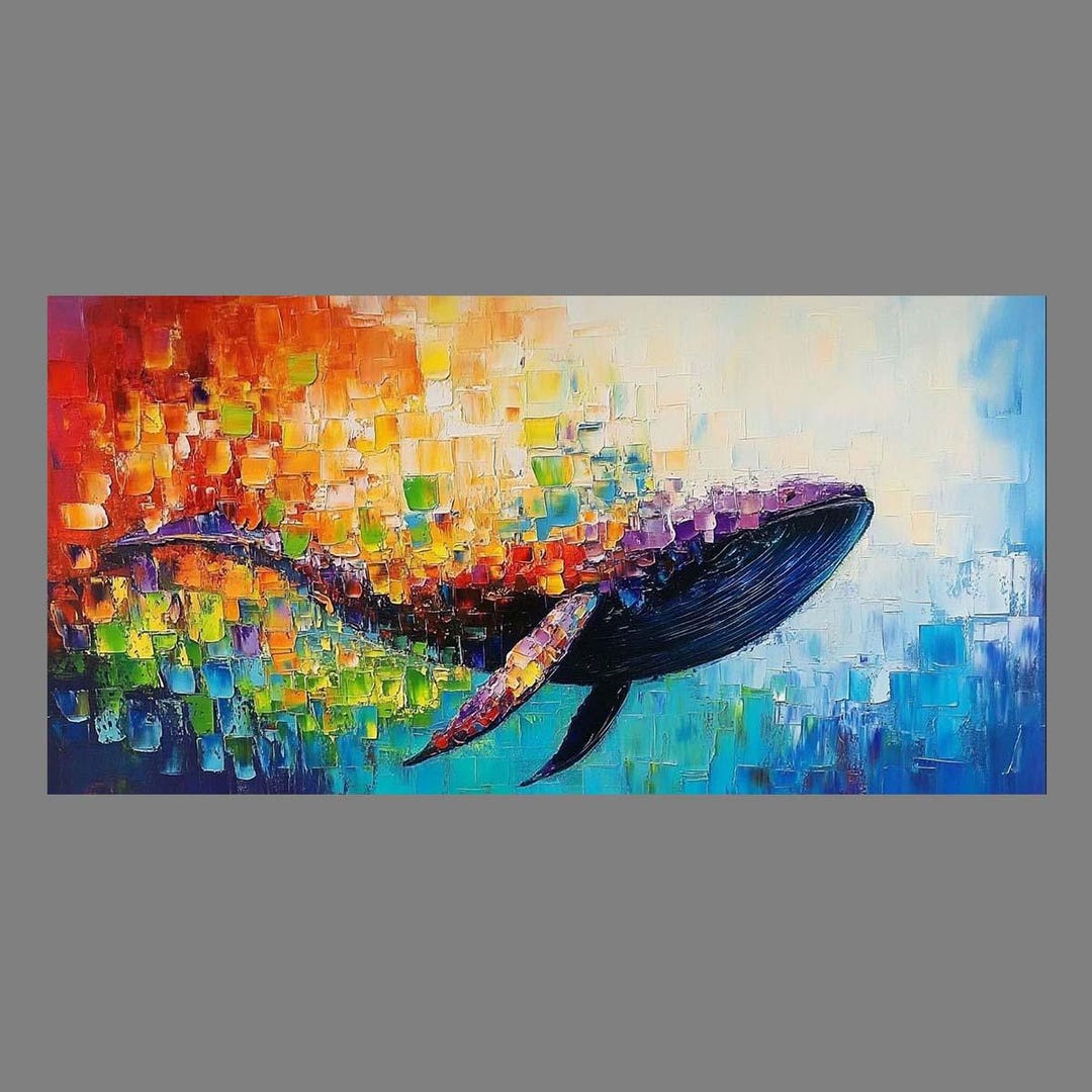 Big Whale Thick Acrylic Abstraction Painting Hand Painted Oil Painting ...
