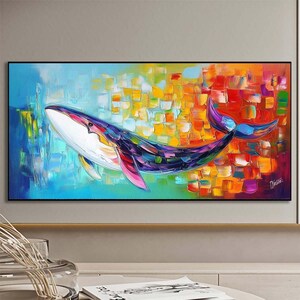 Ocean Whale Acrylic Painting: Modern Abstract Wall Art (unframed) - Etsy