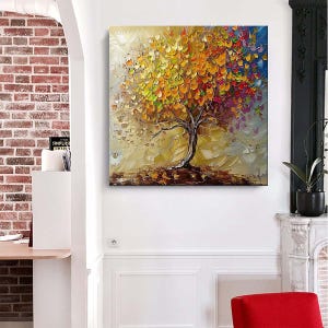 Modern Abstract 3D Trees Thick Texture Hand Painted Oil Painting Custom ...