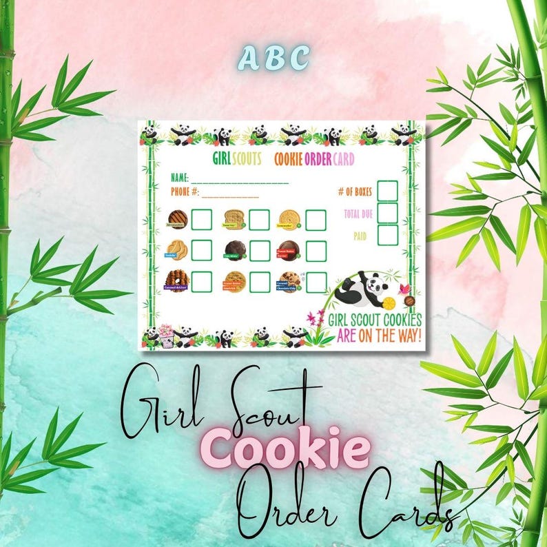 Girl Scouts Cookie Order Cards 2025 / ABC Bakers Receipt /instant ...