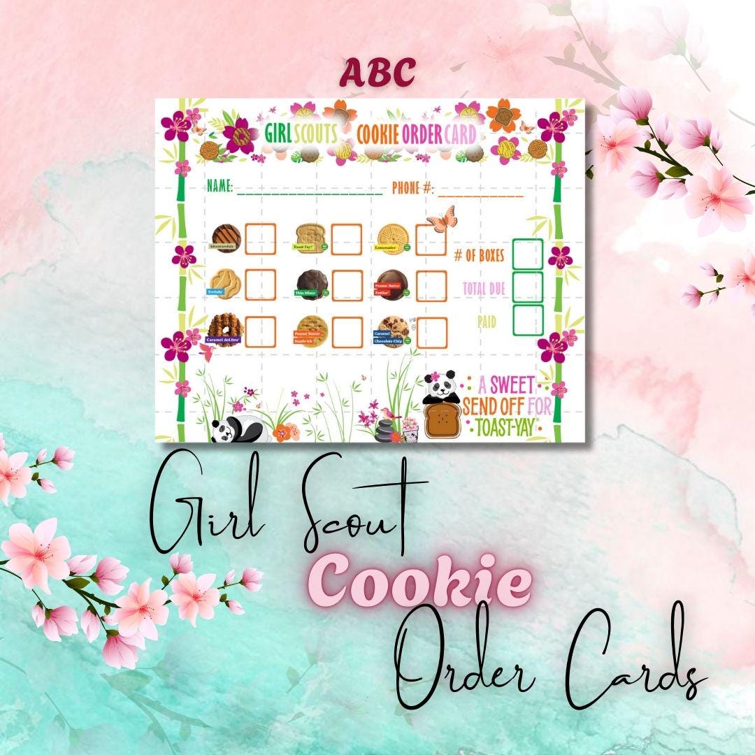 Girl Scout Cookie Order Cards 2025 Instant Download / ABC Bakers ...