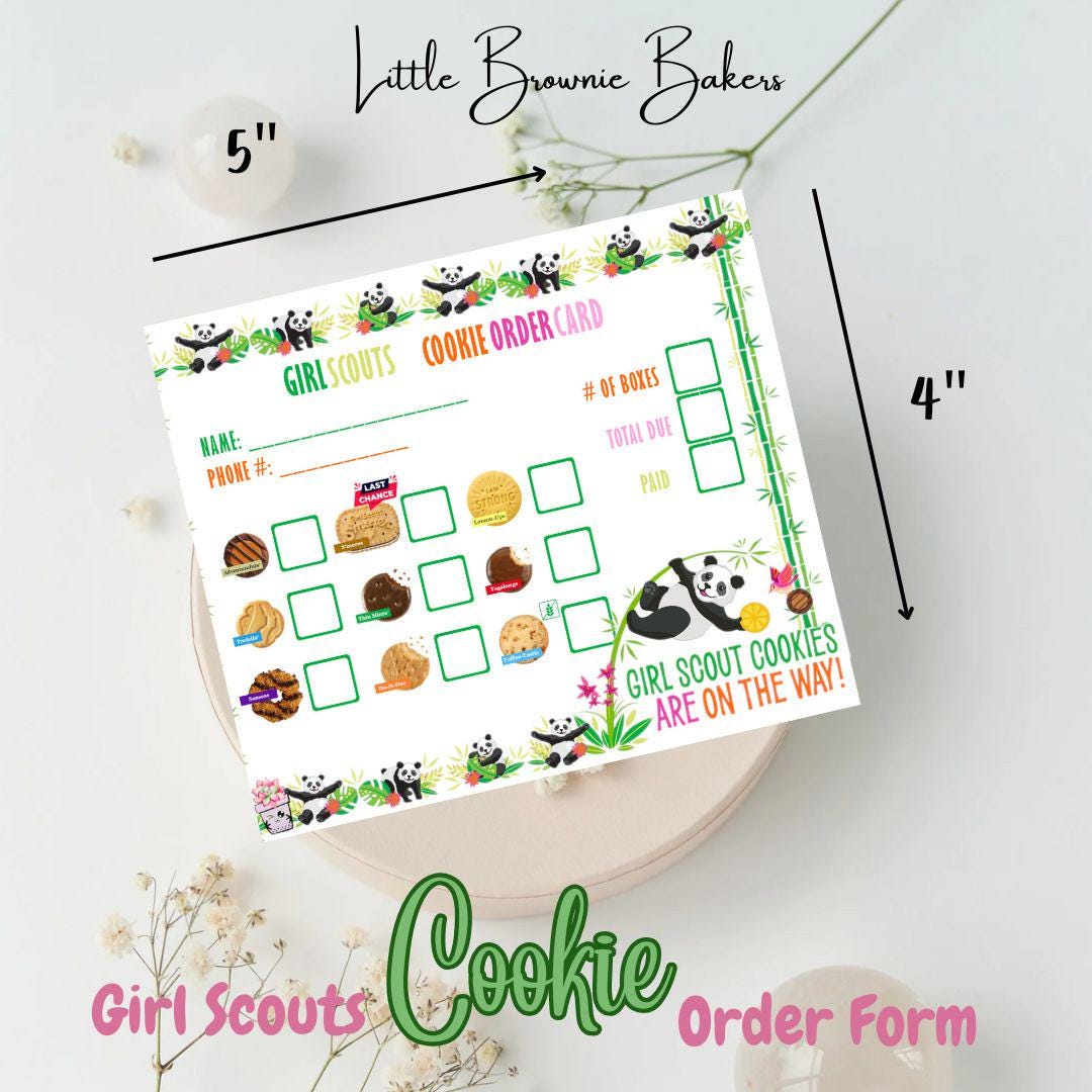 Little Brownie Bakers Girl Scouts Cookie Order Panda Card Cookie Season ...