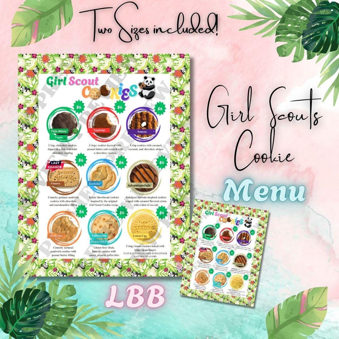 Girl Scouts Cookie Menu 2025 Season Instant Download / LBB / Panda ...