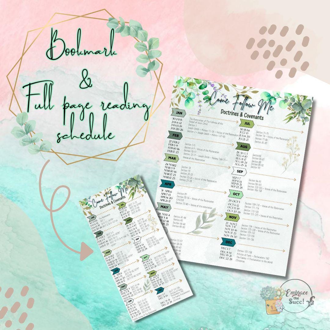 Come Follow Me Doctrine and Covenants Reading Tracker Bookmark- Printable Schedule - LDS 2025 ...