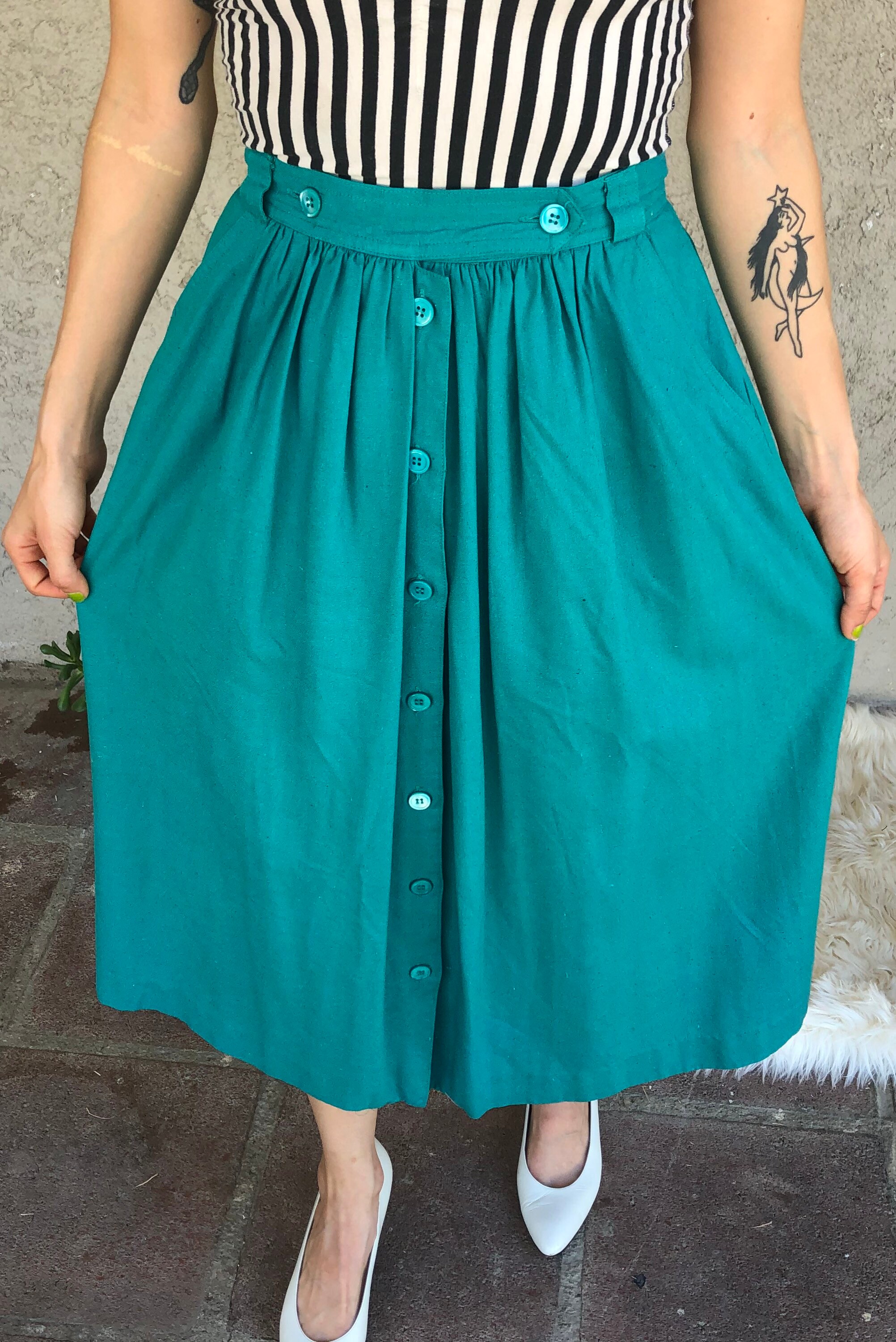 Teal Silk Skirt - Etsy