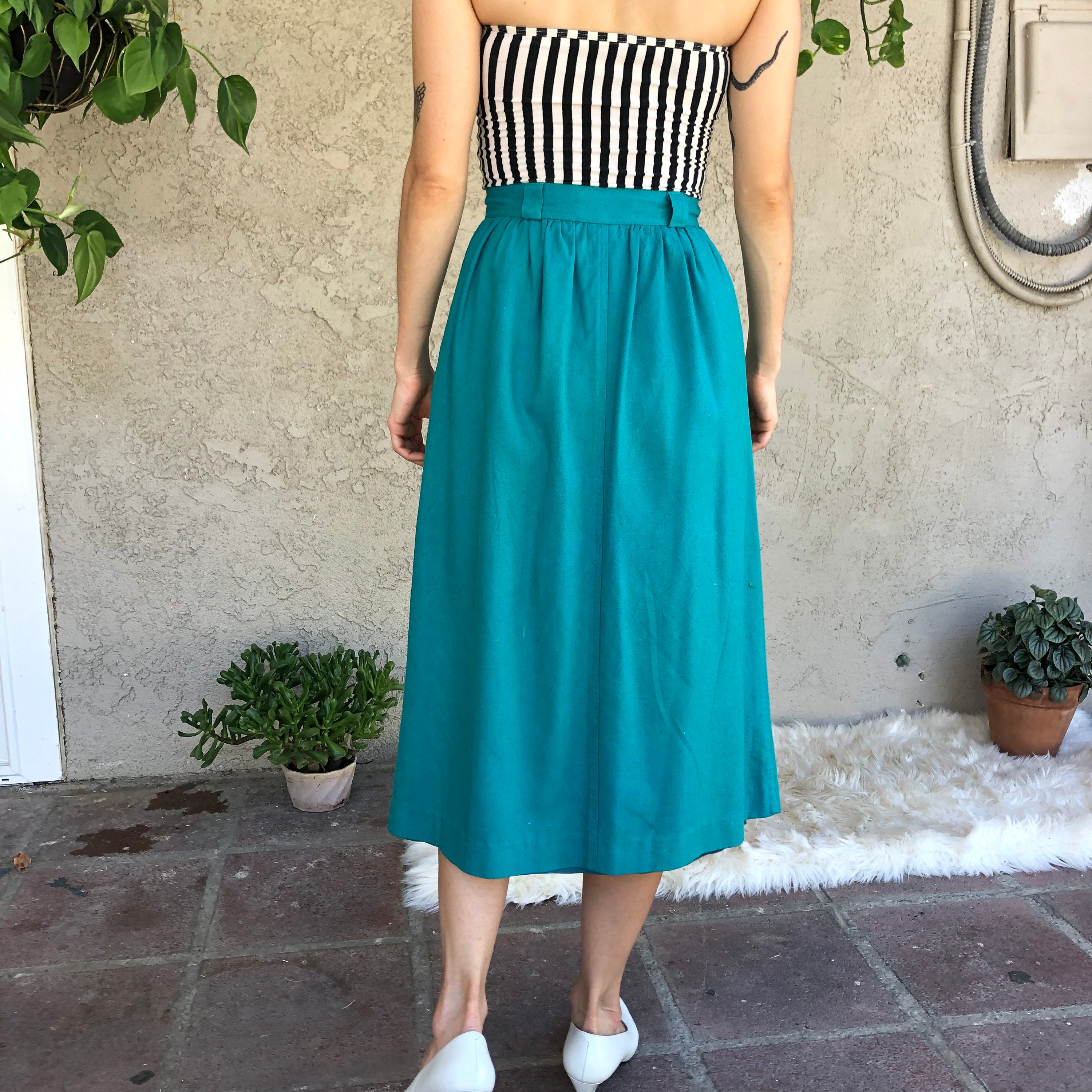 Teal Silk Skirt - Etsy