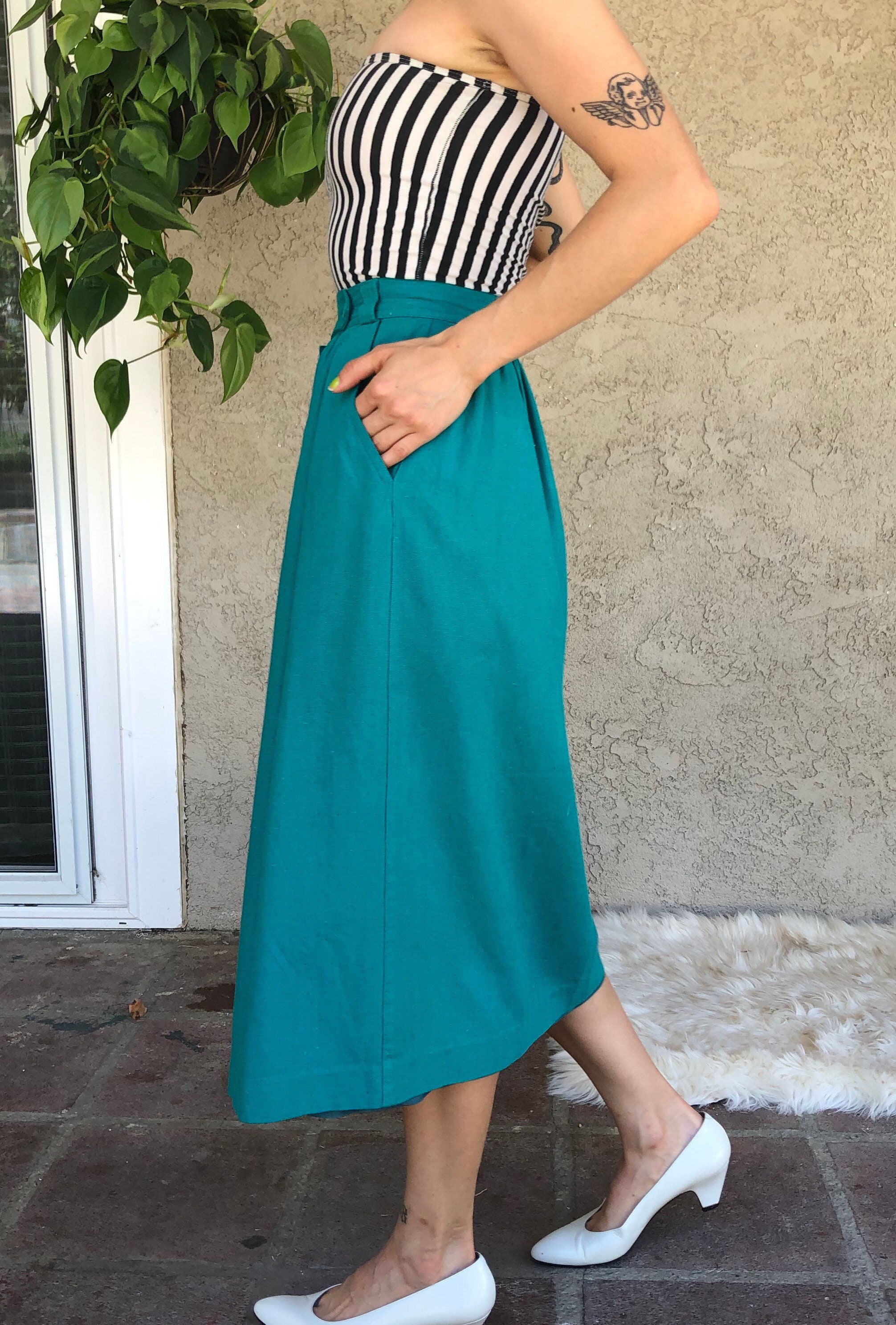 Teal Silk Skirt - Etsy