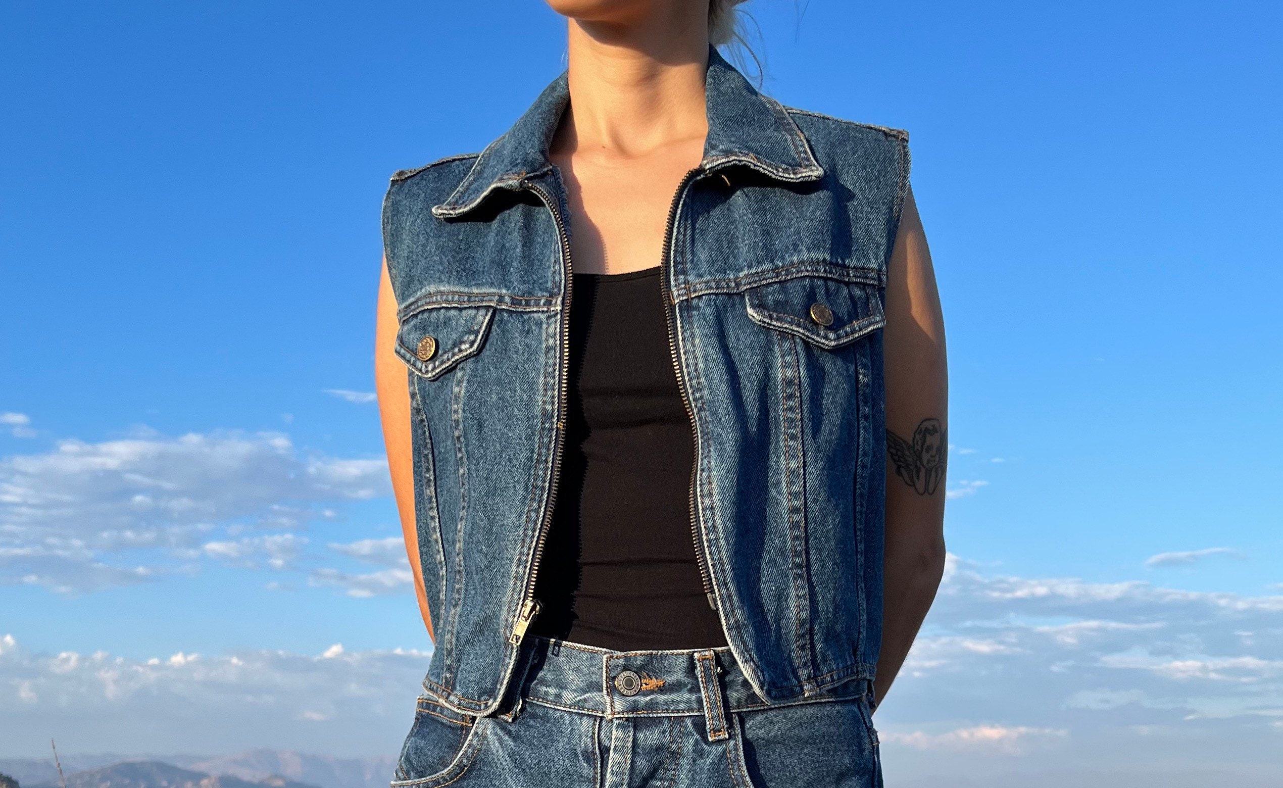 90s Denim Vest - Etsy