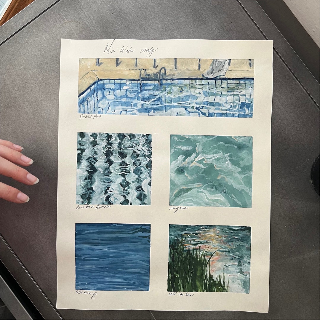 Water Five Ways Guache Paint Study of How to Paint Water - Etsy