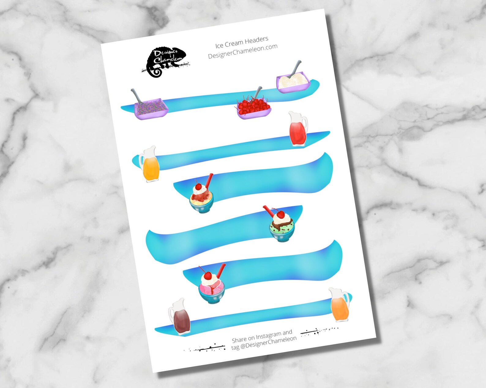 Ice Cream Planner Sticker Sheet and Month Kit With XL Extras - Etsy