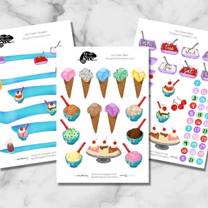 Ice Cream Planner Sticker Sheet and Month Kit With XL Extras - Etsy