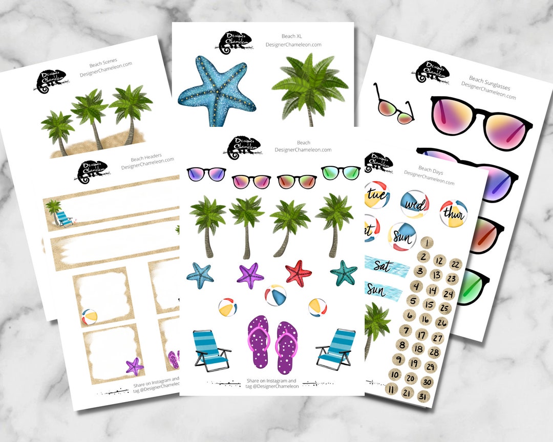 Beach Sticker Sheets & Month Kit - Etsy