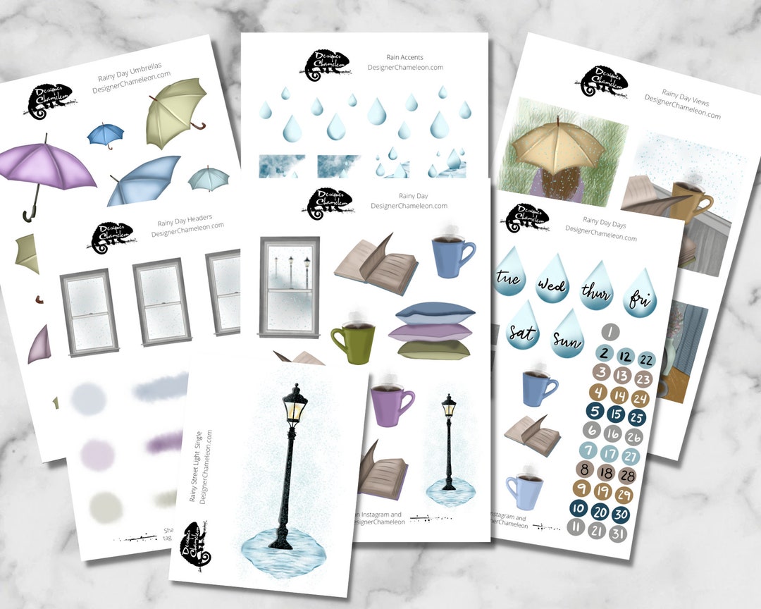 Rainy Day Sticker Sheets & Month Kit - Etsy