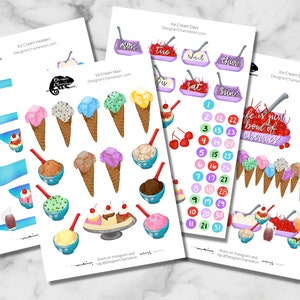 Ice Cream Planner Sticker Sheet and Month Kit With XL Extras - Etsy