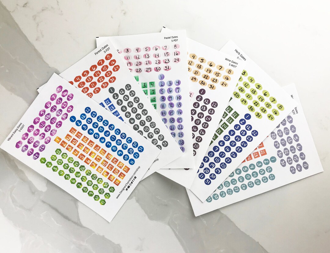 Date Number Planner Stickers - Etsy