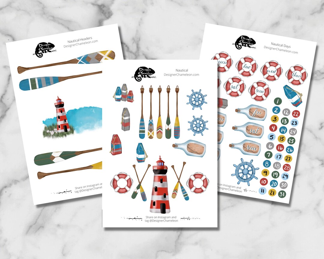 Nautical Planner Sticker Sheet & Month Kit - Etsy