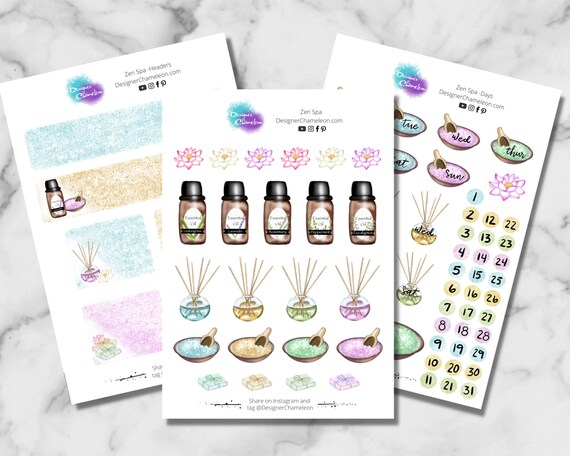 Zen Spa Sticker Sheets & Month Kit | Etsy