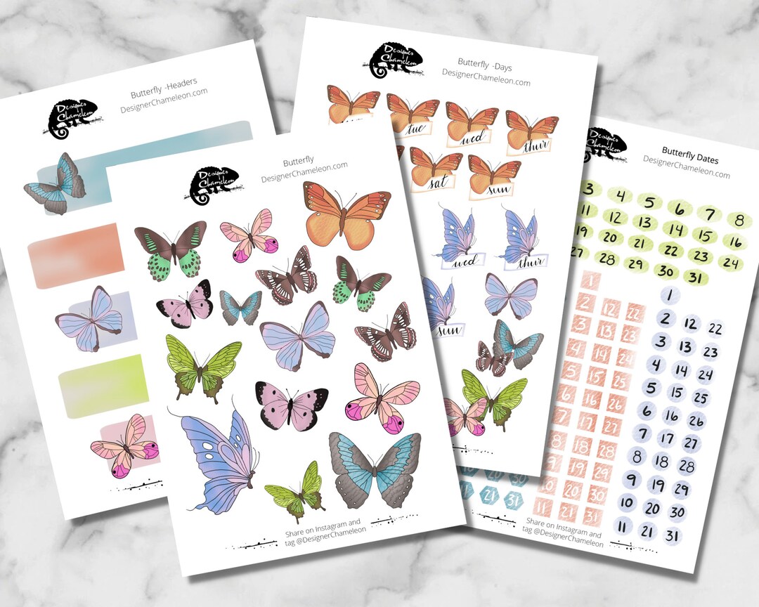 Butterfly Planner Sticker Sheet and Month Kit - Etsy