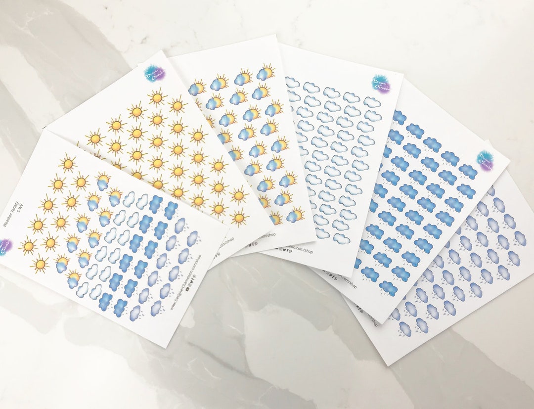 Weather Planner Stickers -sunshine, Clouds, Rain, Snow - Etsy