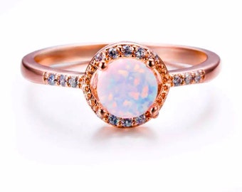 Opal rose gold ring | Etsy