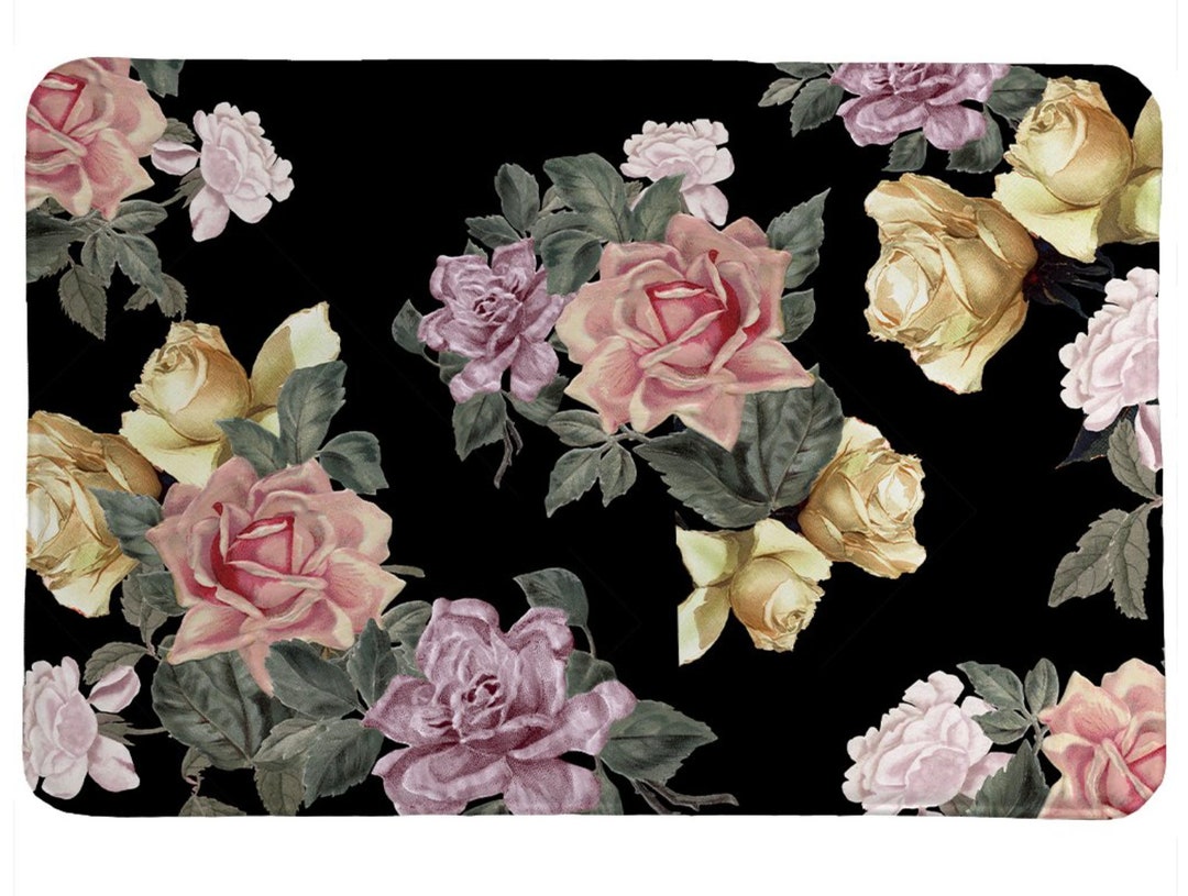 Sophia Floral Memory Foam Rug - Etsy