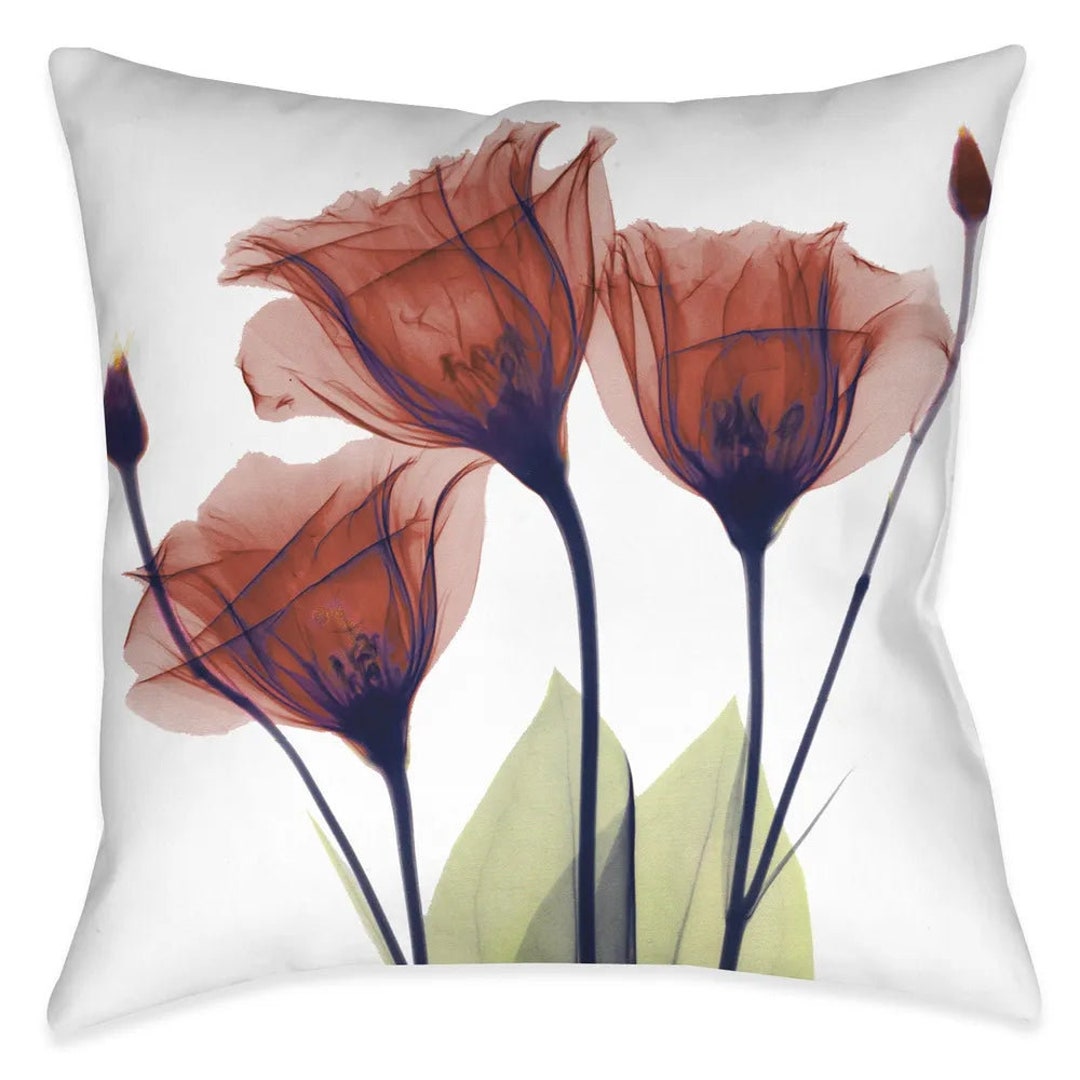 Red Gentian X-ray Flowers Indoor Decorative Pillow - Etsy