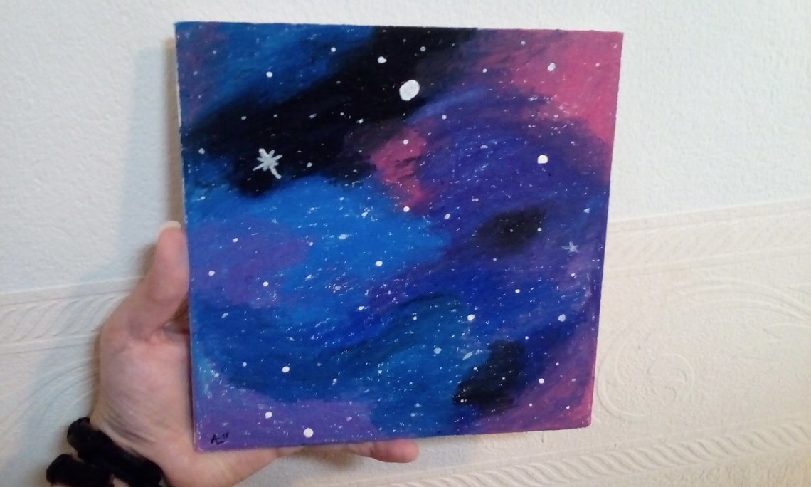 Galaxy Oil Pastel Canvas Painting - Etsy