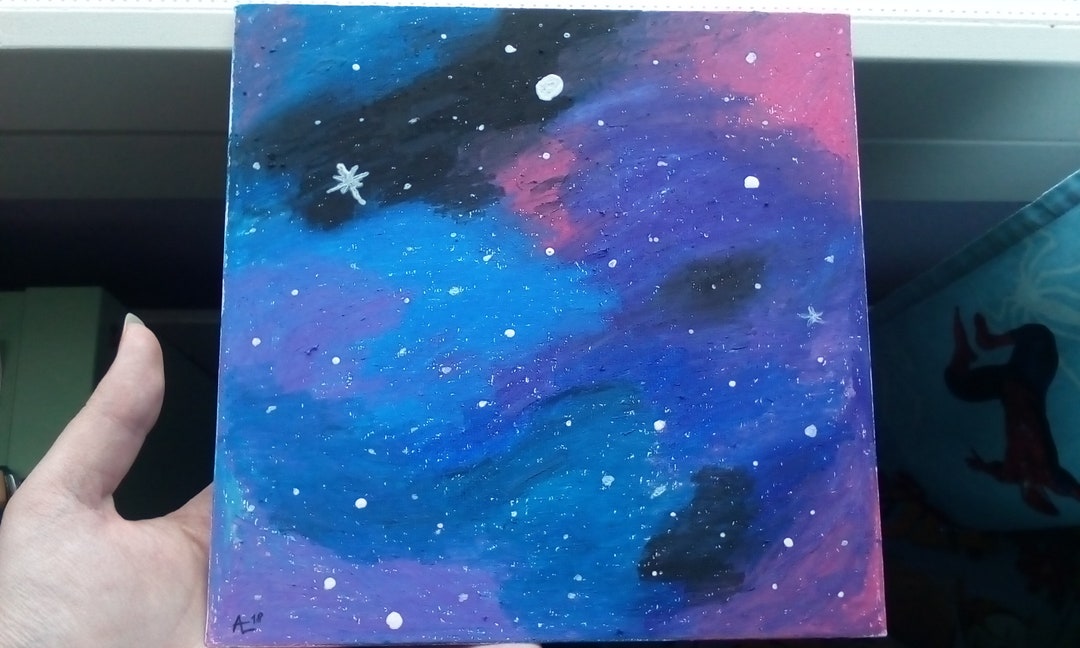 Galaxy Oil Pastel Canvas Painting - Etsy