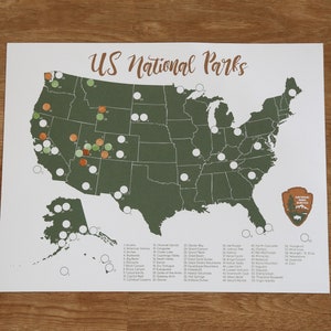 National Parks Map Visit Tracker All 63 Parks digital Download - Etsy