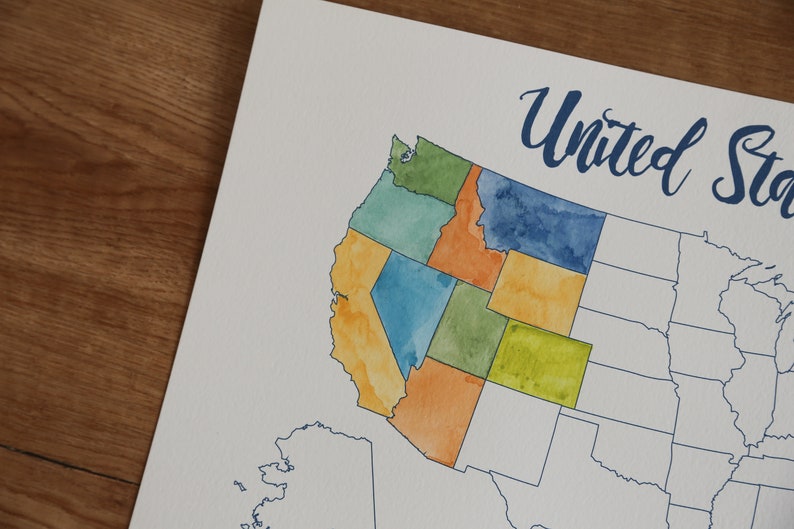 United States Watercolor Map (digital) Track the States You've Visited ...