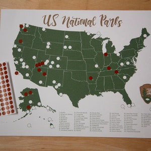National Parks Map - Sticker Tracker - Updated With All 63 Parks! - Etsy