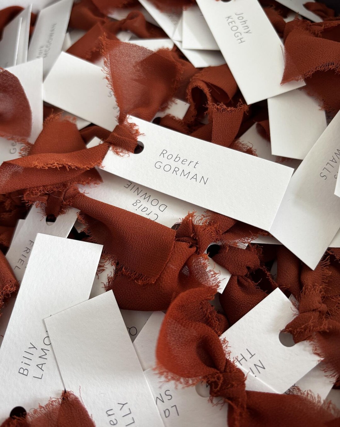 Flat Name Cards With Coloured Ribbon - Etsy