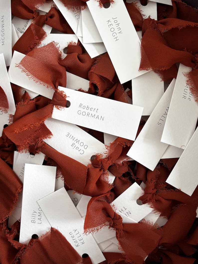Flat Name Cards With Coloured Ribbon - Etsy