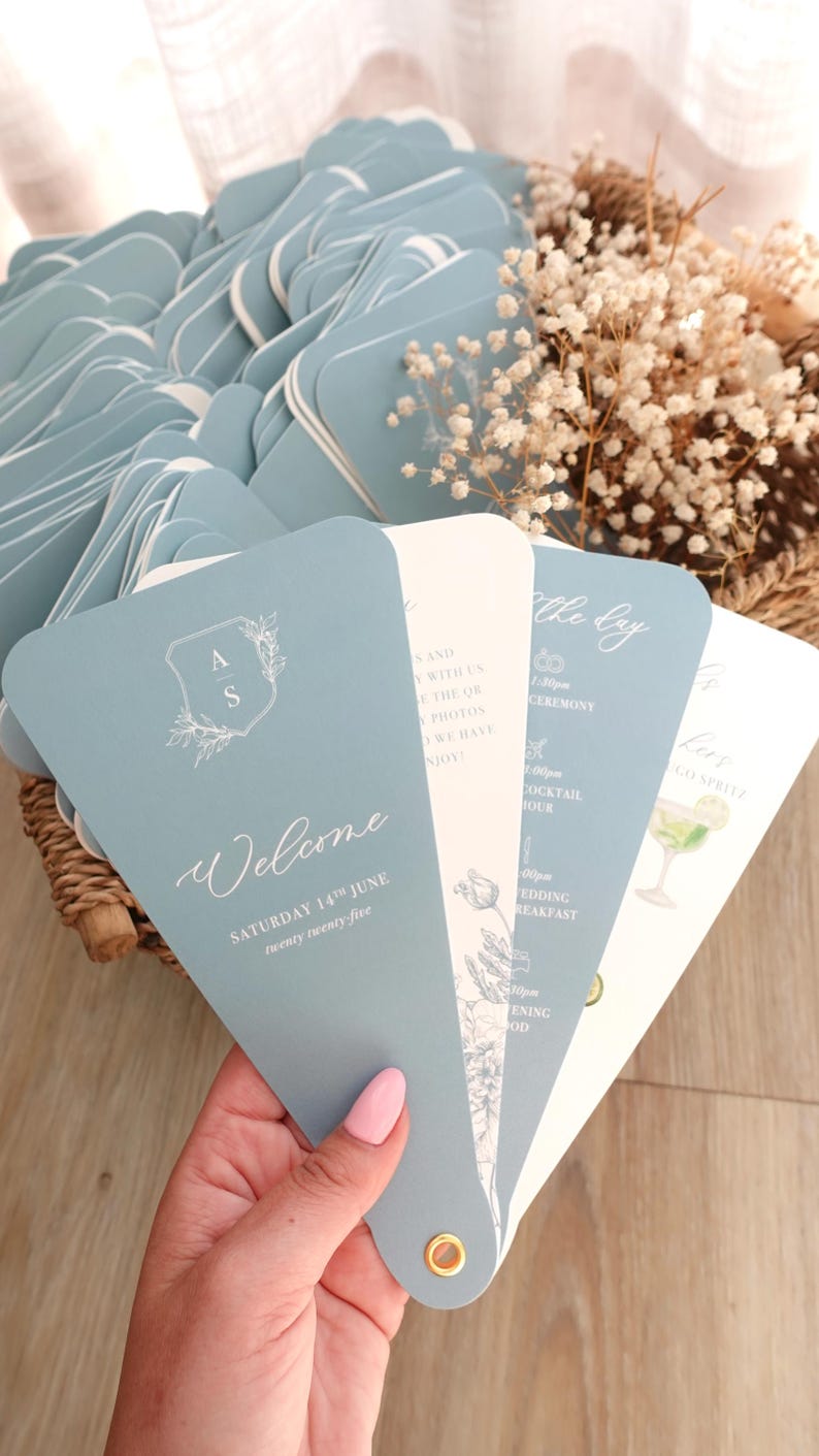 Wedding 4 Panel Fan for Guests, on the Day Favour, Fully Customisable ...