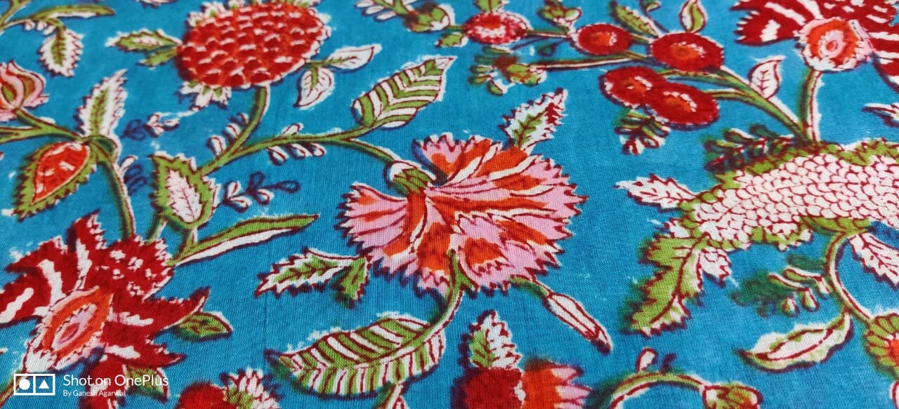 Hand Block Print Cotton Fabric: Indian Jaipur Sanganer Dress Material ...
