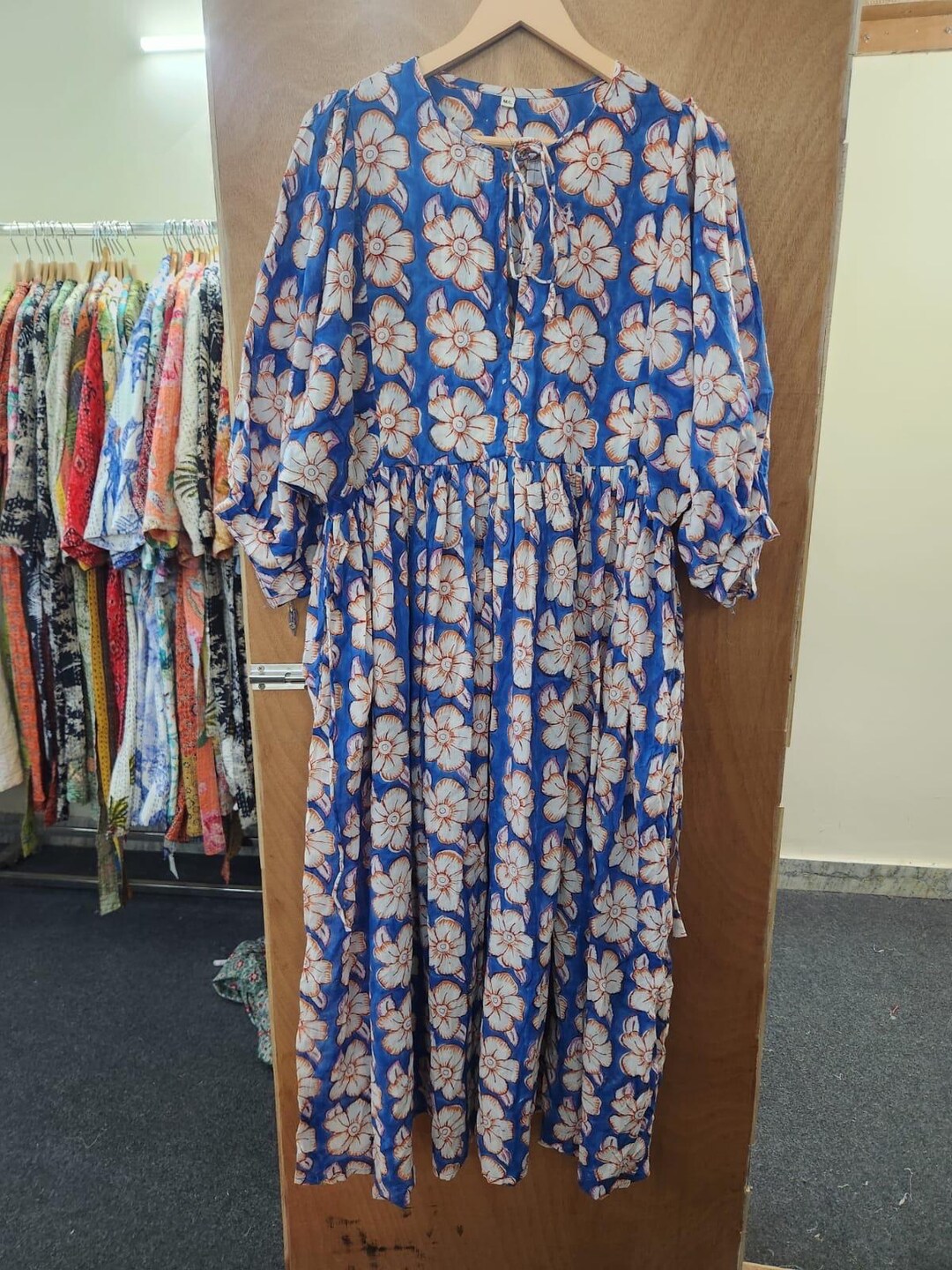 Handblock Printed Cotton Maxi Dress: Bohemian Floral Summer Dress - Etsy