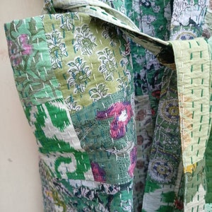 Patchwork Kantha Robe,pure Cotton Indian Handmade Robe,cotton Kimono ...