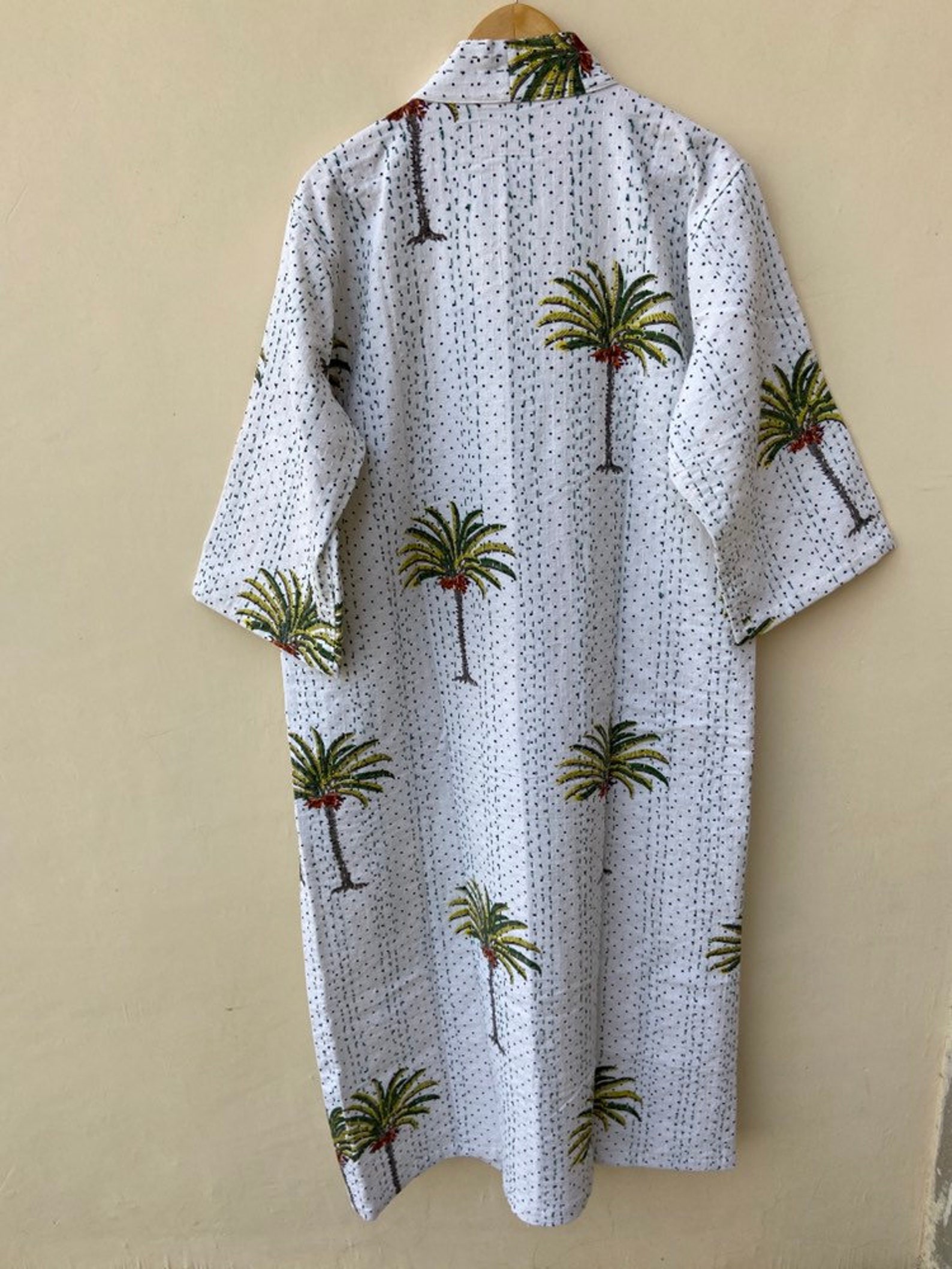 Palm Tree Kimonobath Robe100% Cotton Indian Robe Handmade | Etsy