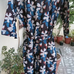 Indigo Bath Robe,cotton Kimono,indian Pure Cotton Indigo Bagru Print ...